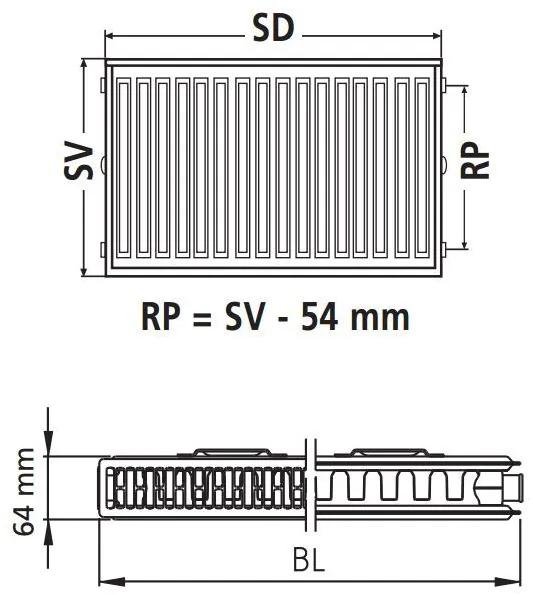 Kermi Therm X2 Profil-kompakt deskový radiátor pro rekonstrukce 12 554 / 2000 FK012D520