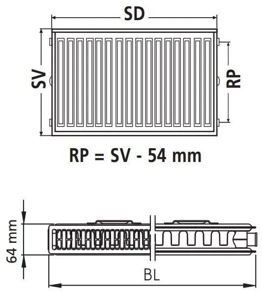 Kermi Therm X2 Profil-kompakt deskový radiátor pro rekonstrukce 12 954 / 500 FK012D905