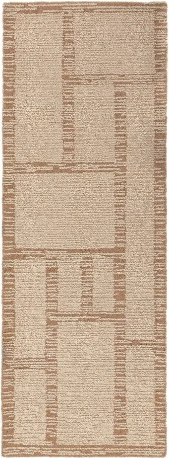 Ručně tkaný vlněný běhoun v přírodní barvě 80x230 cm Harris Modula Wool – Flair Rugs
