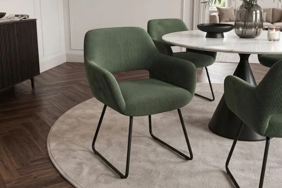 Designová jídelní židle Derrick zelený manšestr