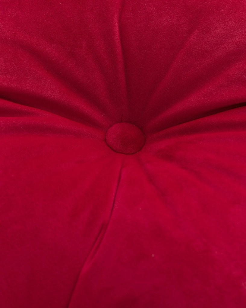 Sametový polštář Velvet s knoflíkem barva červená látka lesklé, sametová