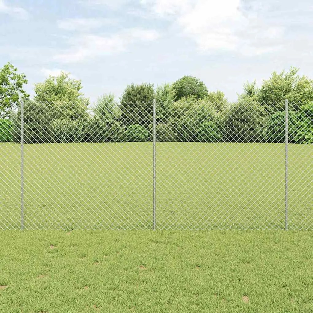 Plot s řetězovým odkazem a sloupkem 10 x 1,2 m Pozinkovaná ocel 3336289