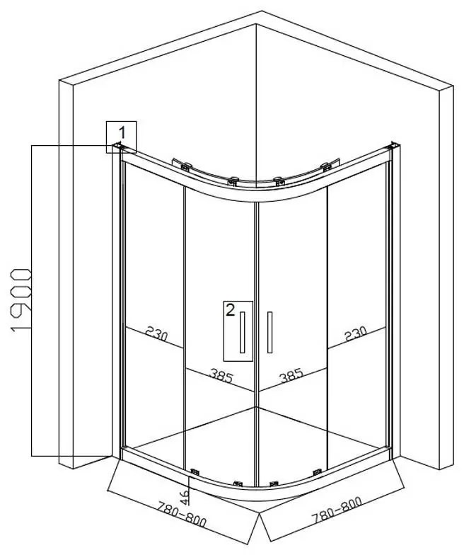 BPS-koupelny Pětiúhelníkový sprchový kout HYD-PK101A 80x80 cm chrom/transparent + vanička HYD-PSV-SXL01A černá