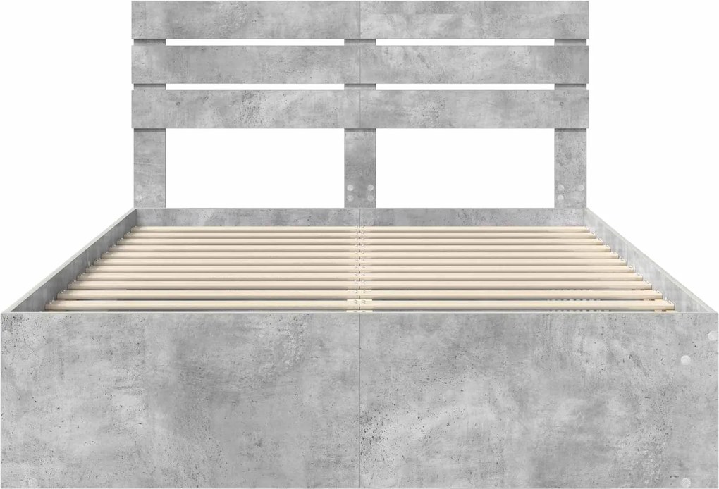 Rám postele s čelo Beton 160 x 200 cm Masivní borové dřevo 3411394