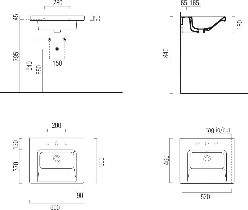 Sapho NORM 60 x 18 x 50 cm 8635111 umyvadlo ExtraGlaze Koupelny Bernold