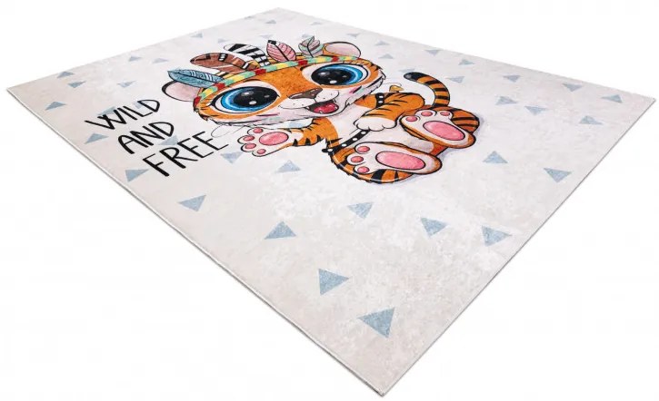 Dywany Łuszczów, Dětský kusový koberec Bambino 1960 Tiger indian white, 140x190, vícebarevná, dětský pokoj