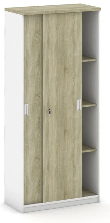 Skříň zasouvací MIRELLI, 800 x 400 x 1800 mm, bílá/dub sonoma