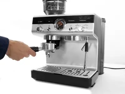 Krups Precision XP801T černá / Pákový kávovar / nerezová ocel / otočné
