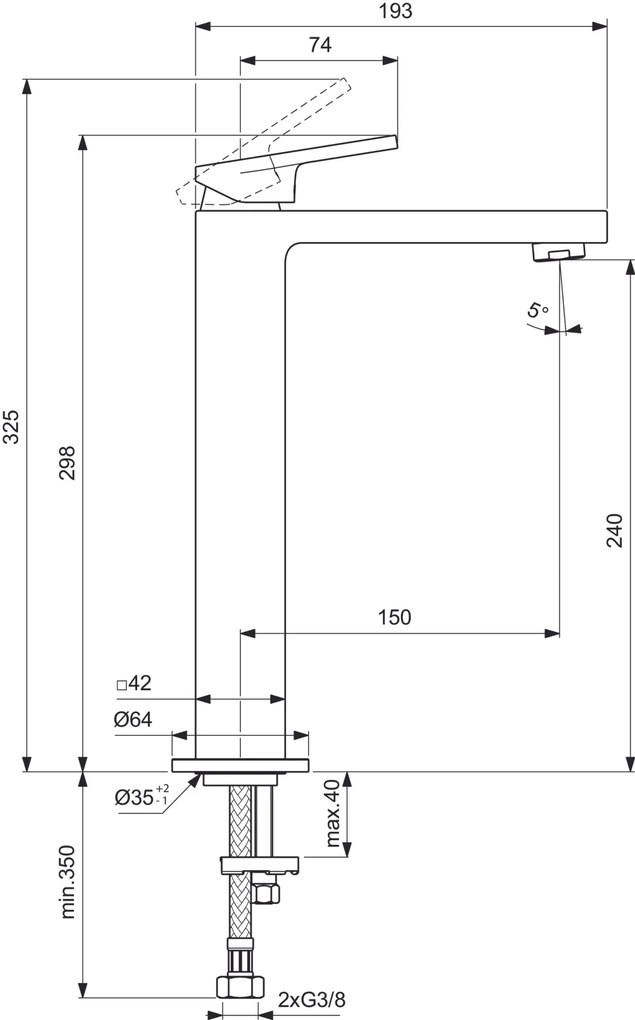 Ideal Standard Extra - Umyvadlová baterie s vysokým výtokem, kartáčovaná zlatá BD507A2