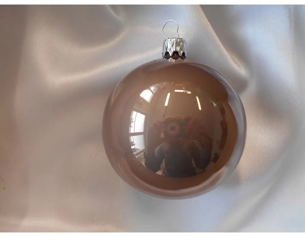 Vánoční koule 10 cm - porcelán SET/4ks - světle hnědá lesklá