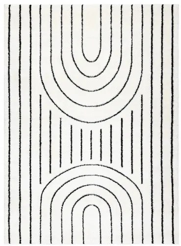 Dywany Łuszczów, Kusový koberec Mode 8494 geometric cream/black, 140x190, bílá, černobílá, chodba / předsíň