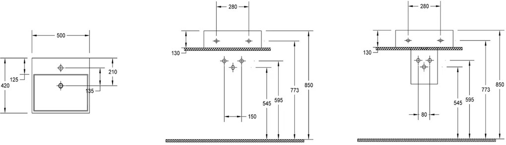 Isvea, PURITY keramické umyvadlo 50x42cm, 10PL50050