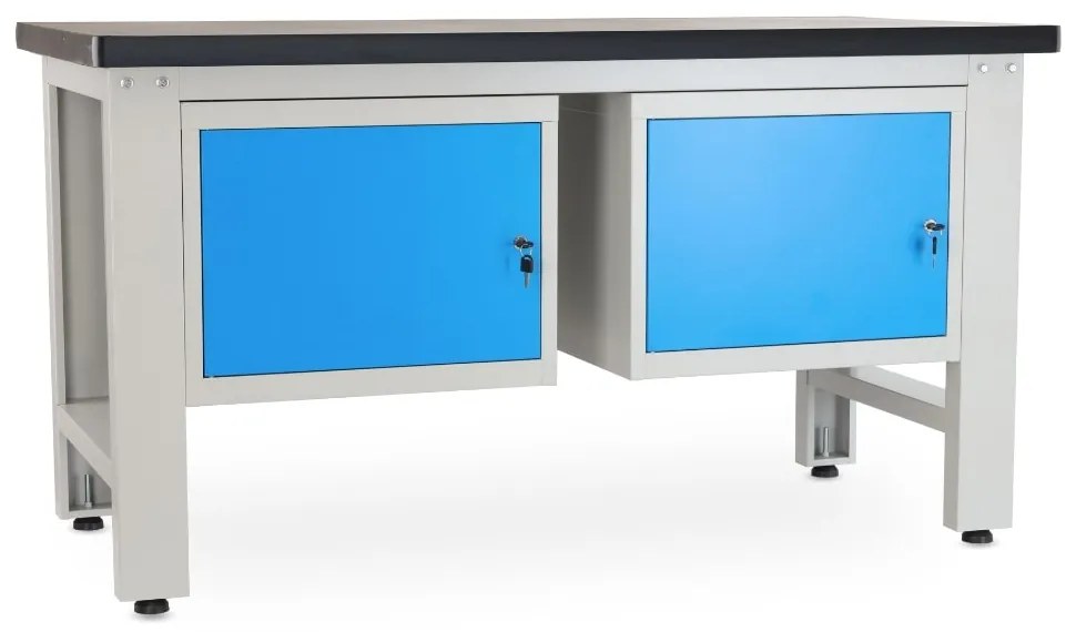 Dílenský stůl Solid MDF-11, 150 cm, 2 závěsné boxy, černá