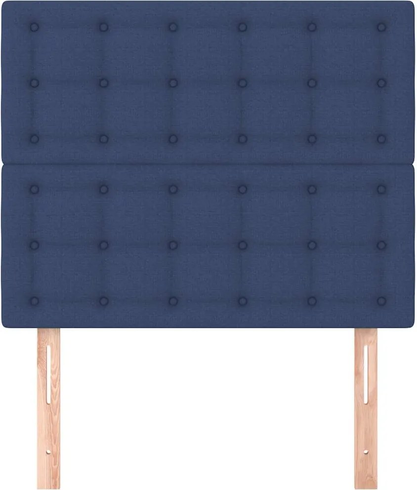 Čelo postele modré 90x5x118/128 cm látkové 3116754