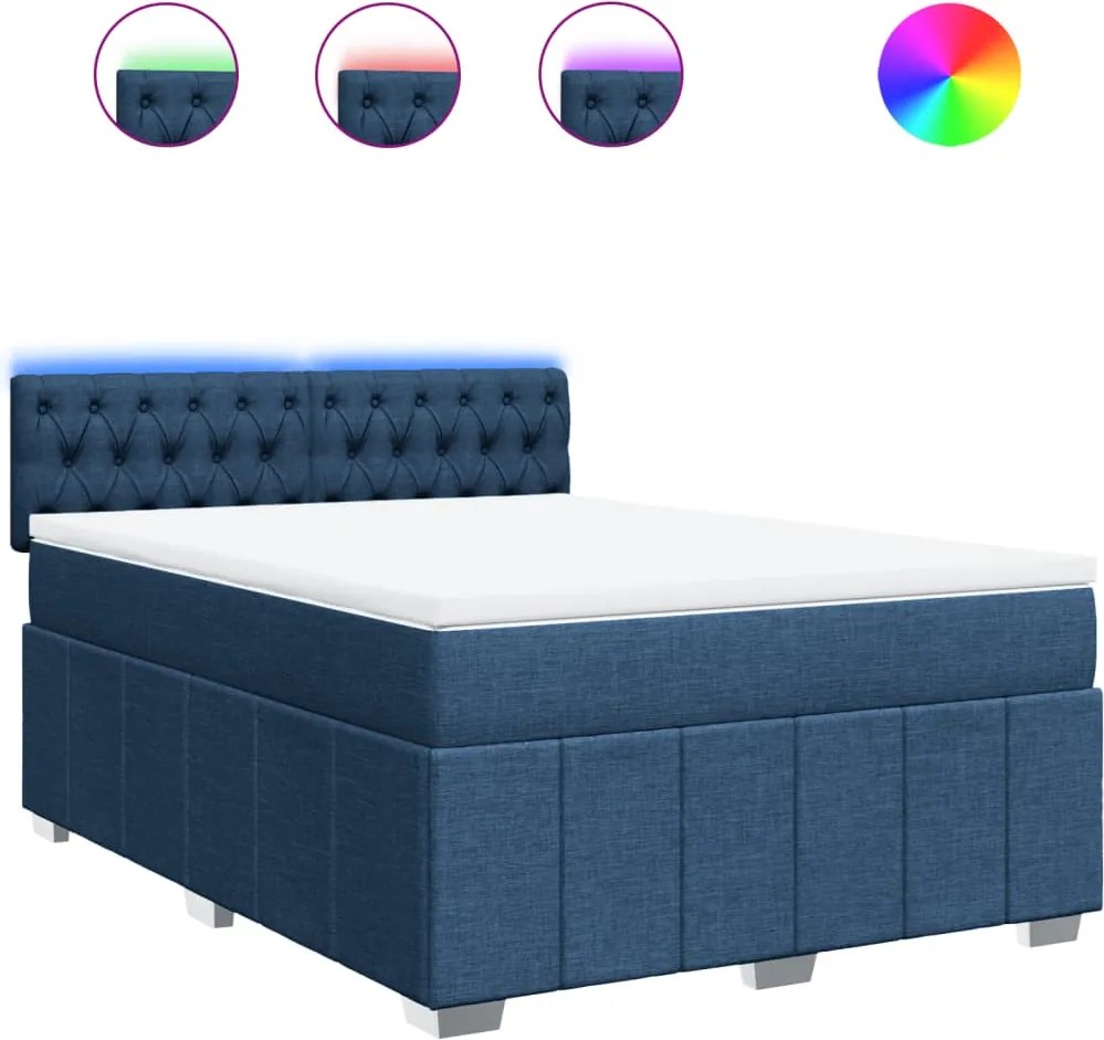 Box spring postel s matrací modrá 160x200 cm textil 3289432