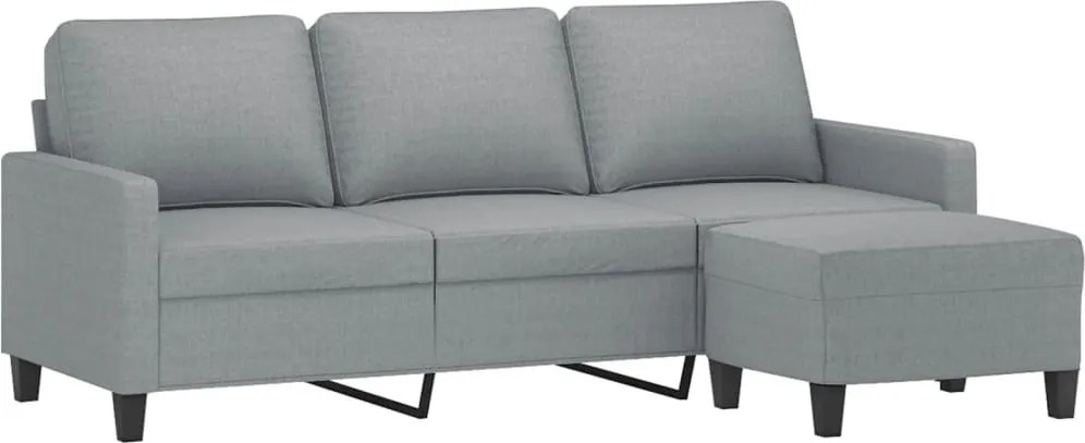 3místná pohovka s podnožkou světle šedá 180 cm textil 3201037