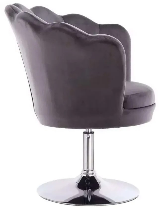 LuxuryForm DESIGN Otočné křeslo FREY VELUR na stříbrném talíři - tmavě šedé