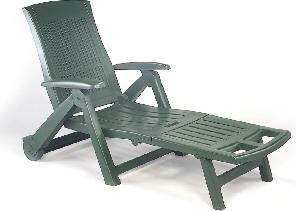 Zahradní lehátko ZIRCONE, 72×195×101 cm, tmavě zelená I.P.A.E-Progarden