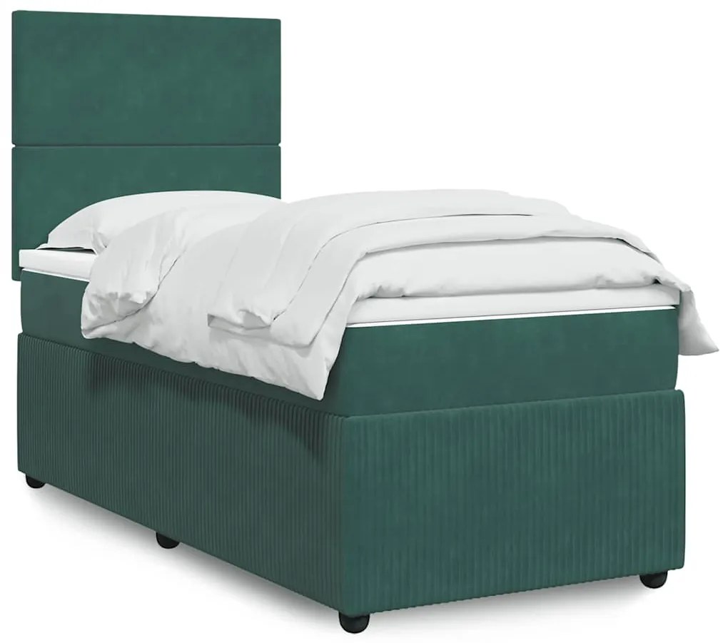Box spring postel s matrací tmavě zelená 80 x 200 cm samet 3292187