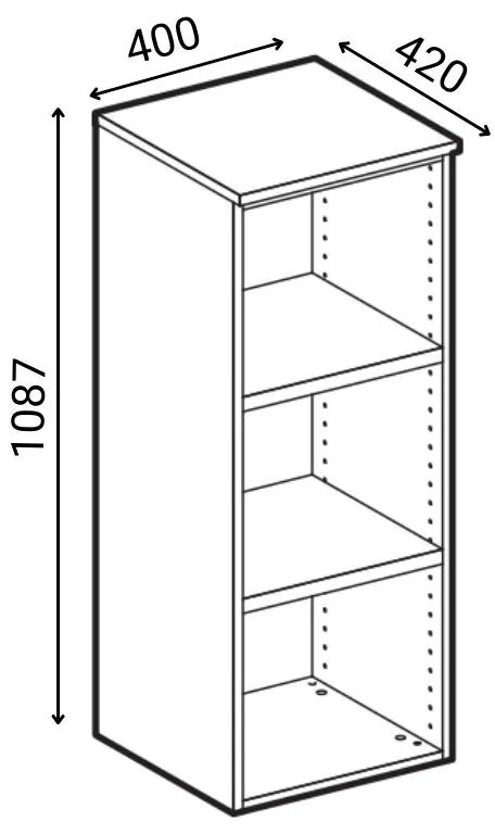 Kombinovaná kancelářská skříň PRIMO WOOD, 1087 x 400 x 420 mm, buk