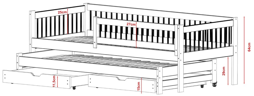 Legno Dětská rozkládací postel Softi šedá Rozměr (cm): 80x200