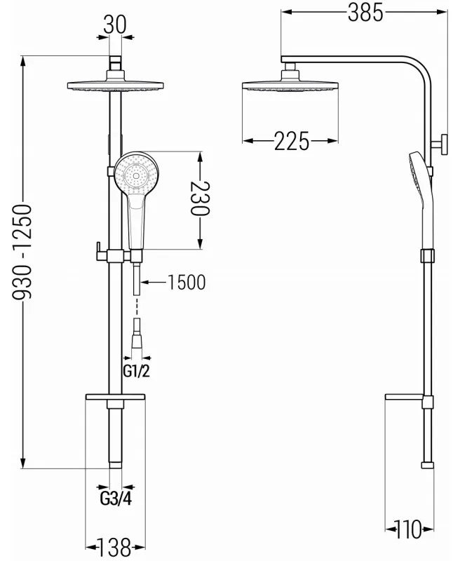 Mexen Q05 sprchový sloup, Chromovaná/Bílá - 798050595-00