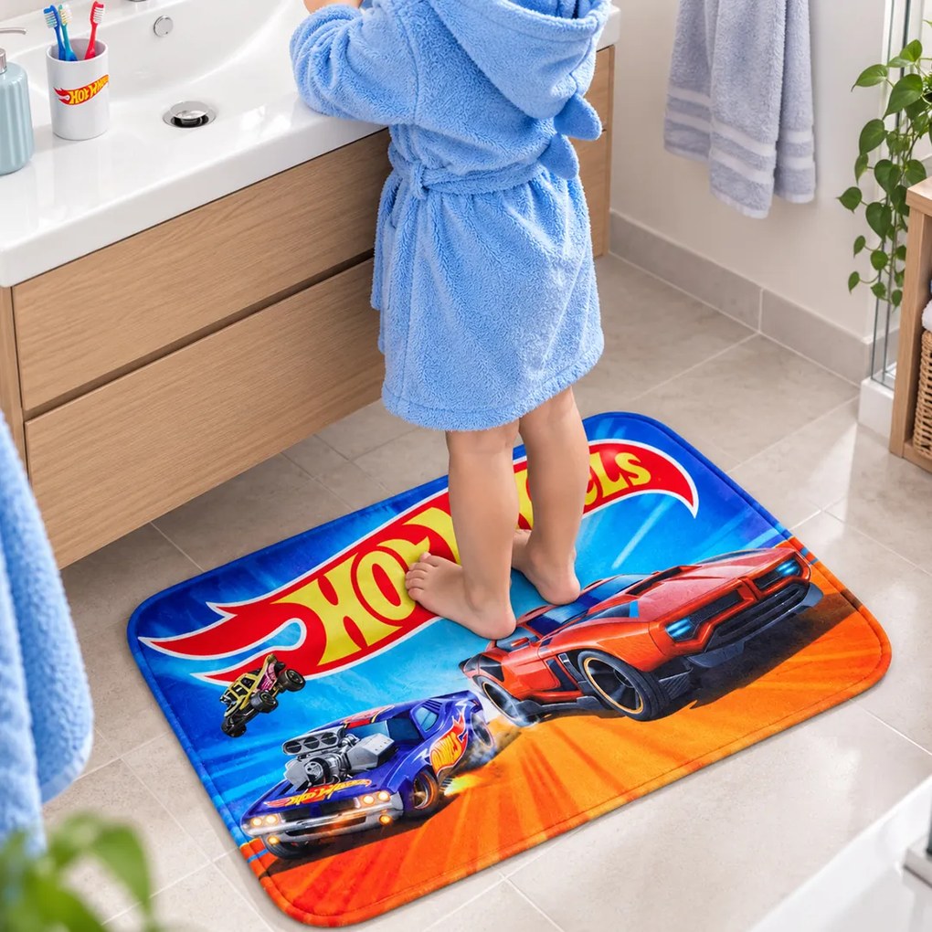 Dětská koupelnová předložka Hot Wheels Závod Začíná 40 × 60 cm
