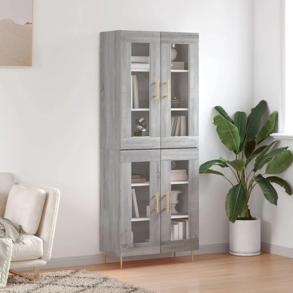 Skříň highboard šedá sonoma 69,5 x 34 x 180 cm kompozitní dřevo