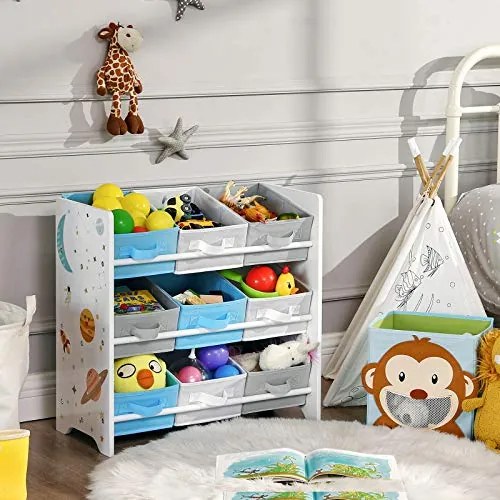 Dětský regál na hračky s 9 boxy, motiv vesmír GKR033WZ01