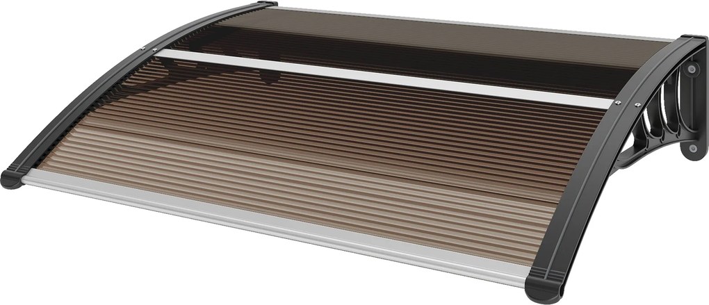 Outsunny Střecha nad Dveřmi S předními dveřmi 75 x 100 cm Pultvordach Zastřešení Polykarbonát Hnědá
