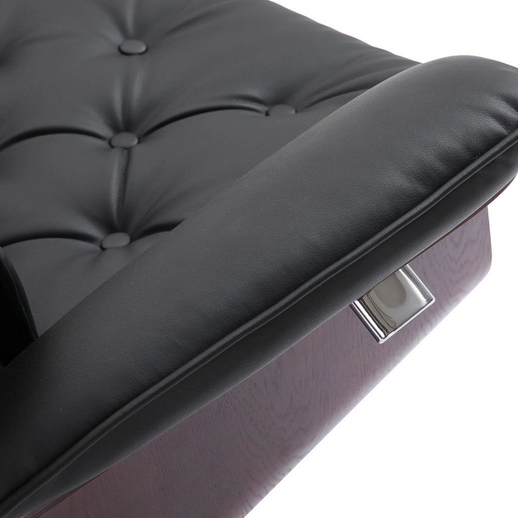 HOMCOM Relaxační křeslo s podnožkou - TV křeslo s čalouněním, 360° otočné, 145° nastavitelné, retro design Chesterfield, PU potah, dřevěné detaily, k…