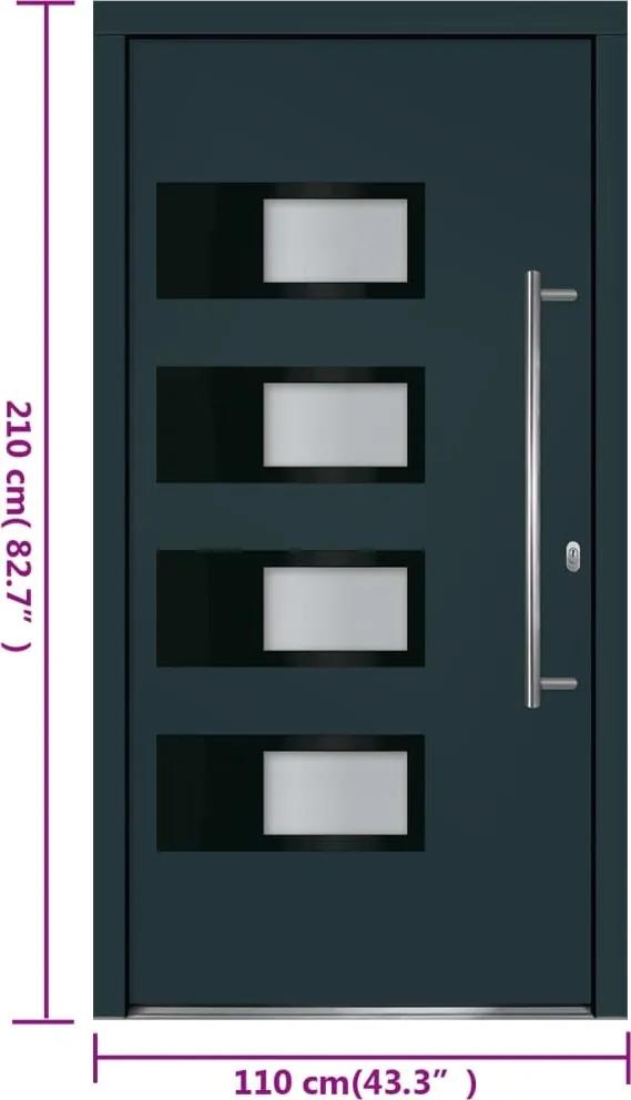vidaXL Vchodové dveře antracitové 110 x 210 cm hliník a PVC [3157070]