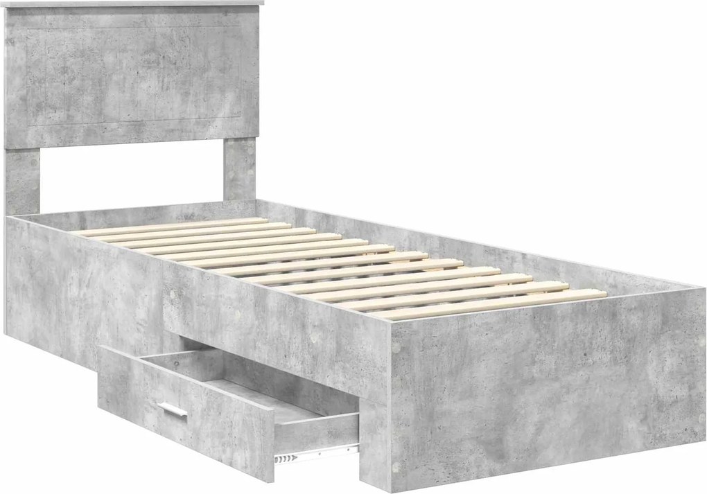 Rám postele se zásuvkou Betonově šedá a stříbrná 70 x 190 cm 3410961