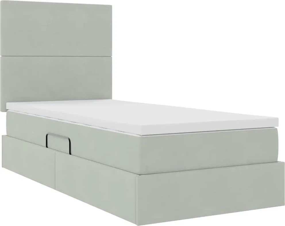 Postel s úložným prostorem a matrací Světle šedá 90 x 200 cm 3371943
