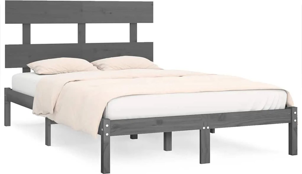 Rám postele šedý masivní dřevo 200 x 200 cm 3104695