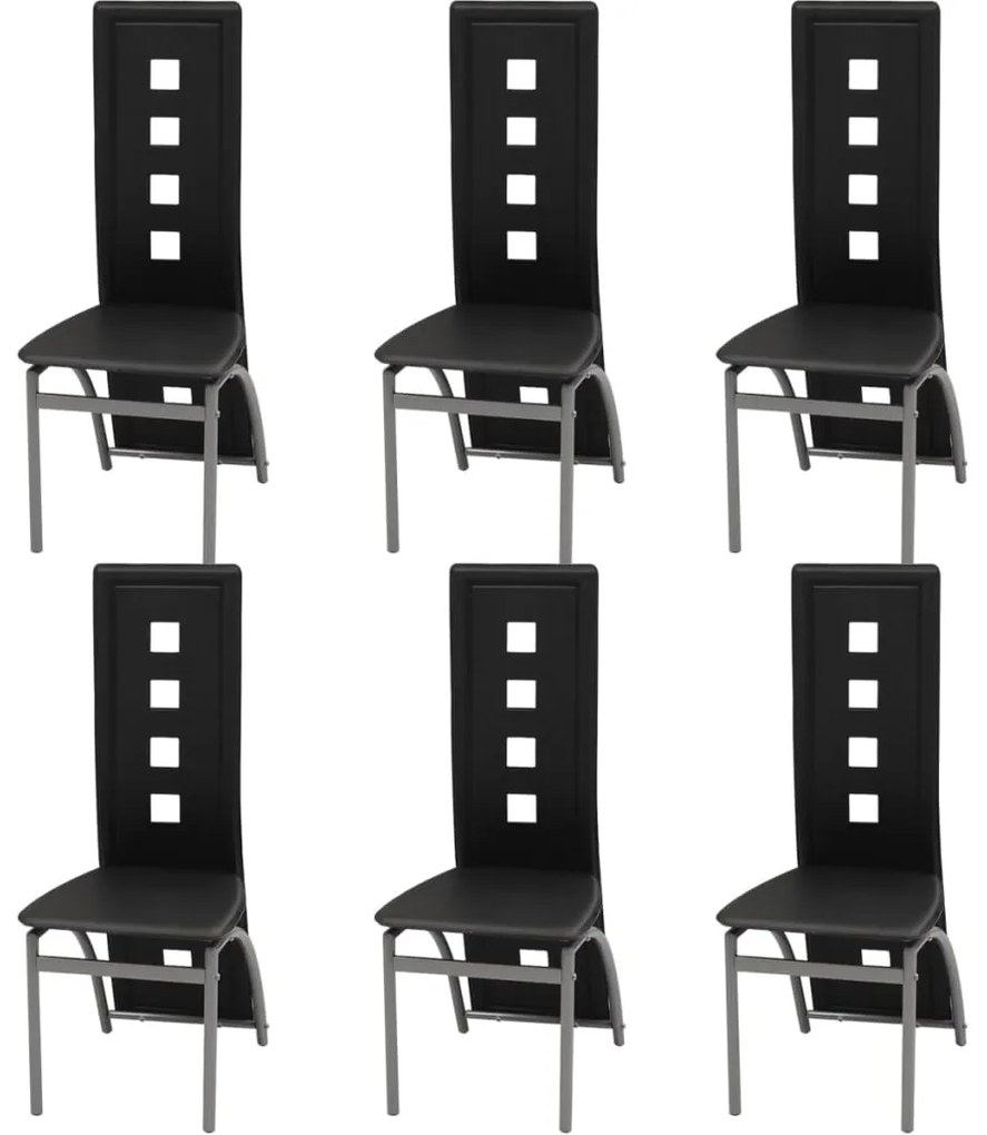 274309 vidaXL Jídelní židle 6 ks černé umělá kůže