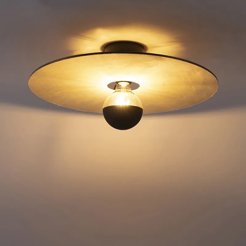 Stropní lampa černá s plochým stínítkem taupe 45 cm - Combi