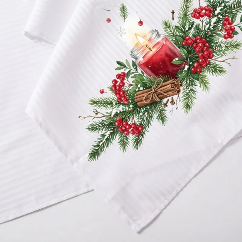 Damaškový ubrus Winter Cranberry 35x180 cm EMI