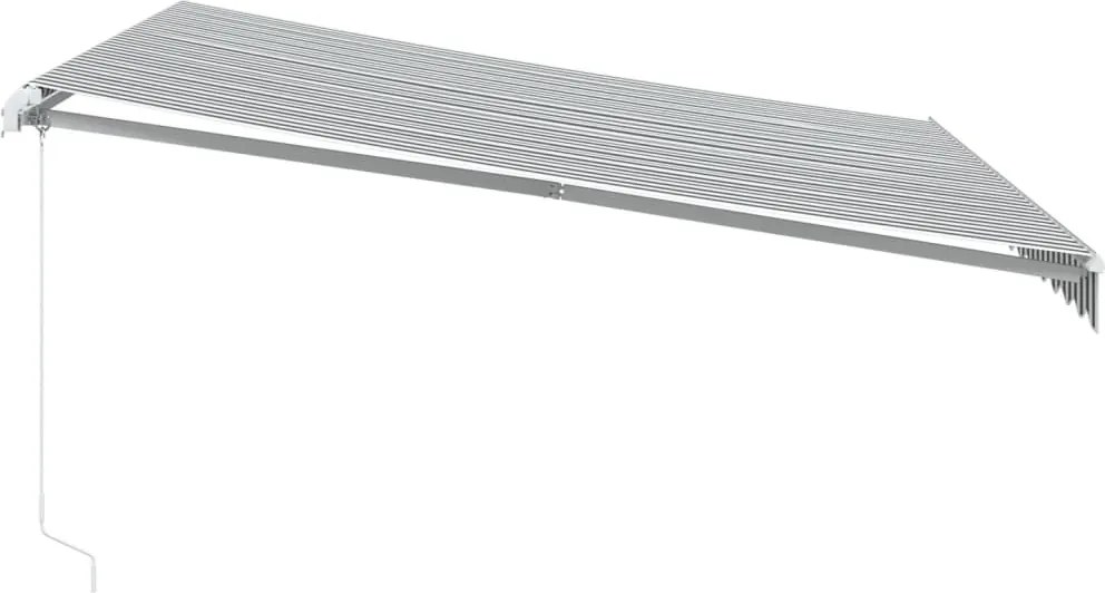 Ručně zatahovací markýza antracitová a bílá 400 x 350 cm 3215792