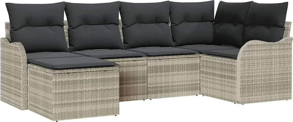 Sada zahradních pohovek 6 pcs Světle šedá Poly ratan 3345772