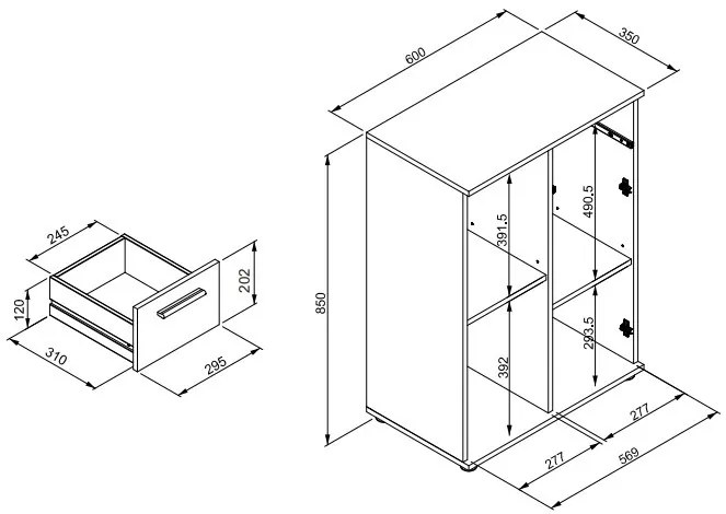 Skříňka se zásuvkou Jacky, dub sonoma/bílá
