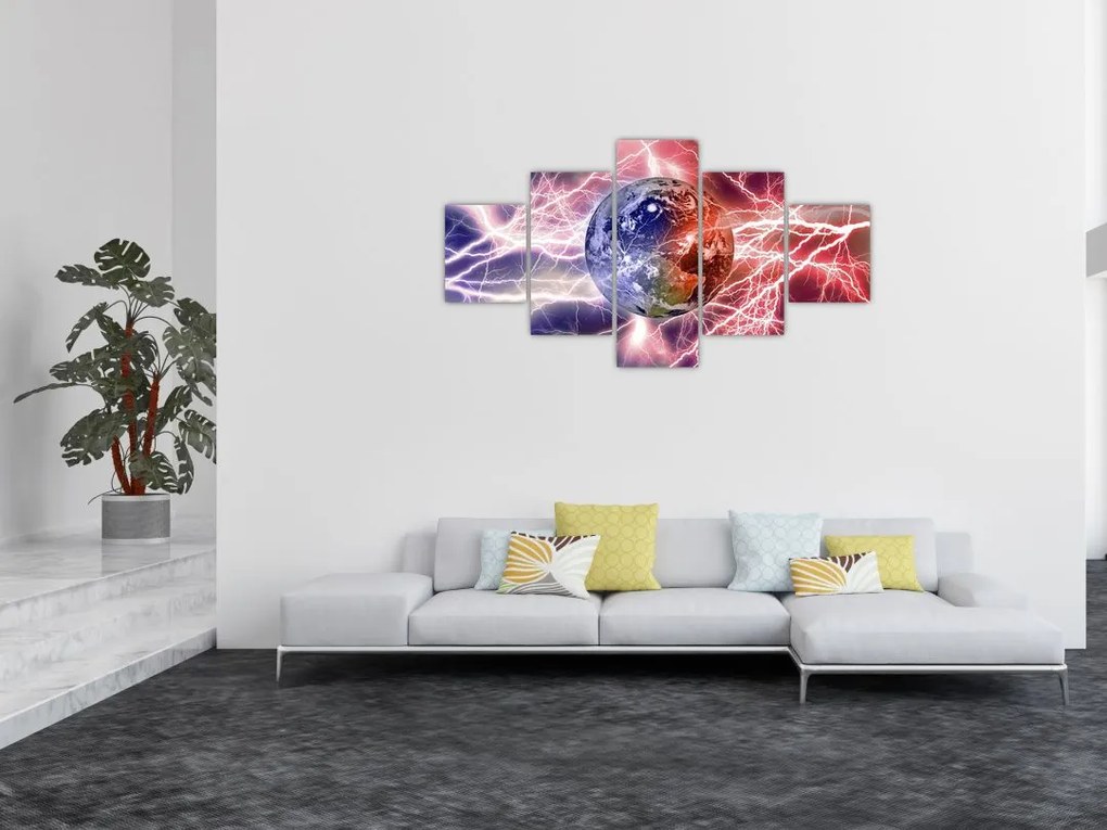 Obraz - Zeměkoule pod proudem (125x70 cm)