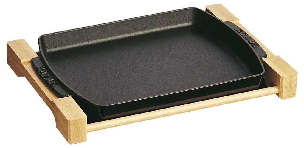 Staub servírovací litinový podnos s podstavcem 33x23 cm, černý, 40509-523