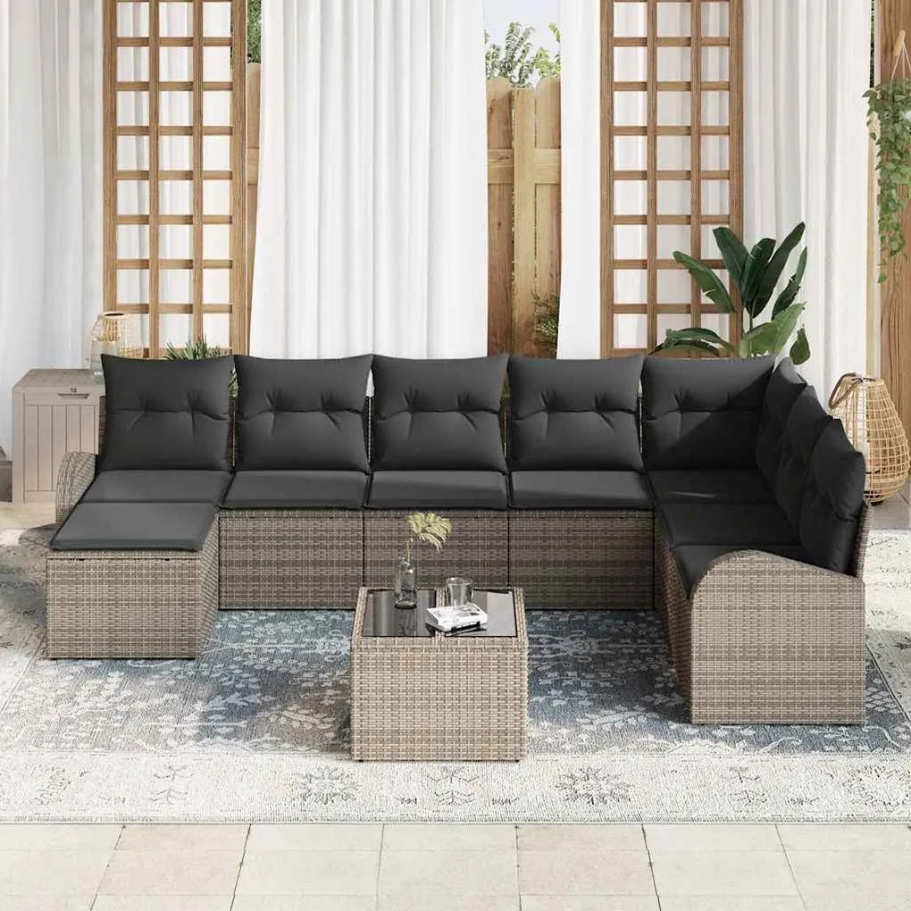 Set pohovek 9 ks Šedá polyratan 3354838
