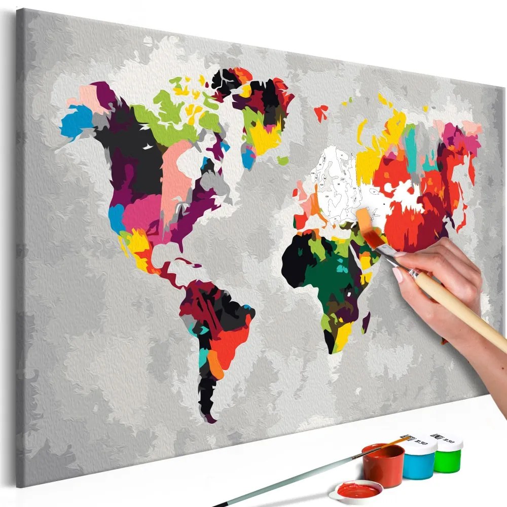 Bimago Malování podle čísel - World Map (Bright Colours) | 60x40 cm