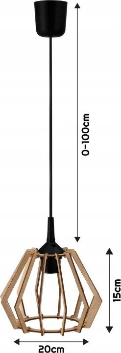 Závěsné stropní LED svítidlo, dřevěné, s háčkem