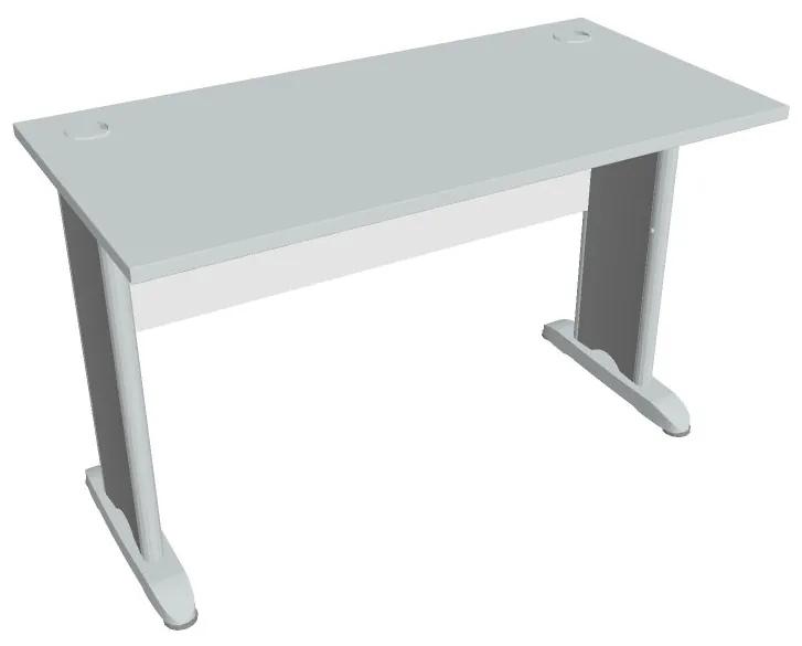 Stůl pracovní rovný 120 cm hl. 60 cm - Hobis Cross CE 1200 Dekor stolové desky: šedá, Dekor lamino podnože: bílá, Barva nohou: Stříbrná