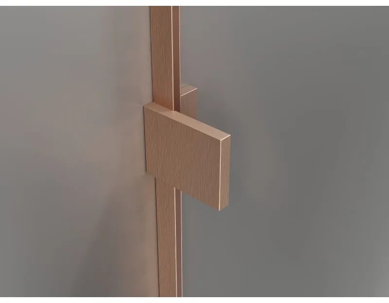 Mexen Lunar, L půlkruhový výklopný sprchový kout 90 x 90 cm, 8mm čiré sklo, profil měděná matná, 833L-090L-090P-65-00
