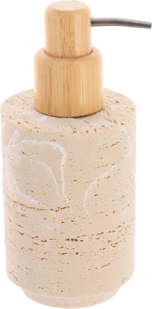 Dávkovač mýdla Arva, krémová/s dřevěnými prvky, 400 ml