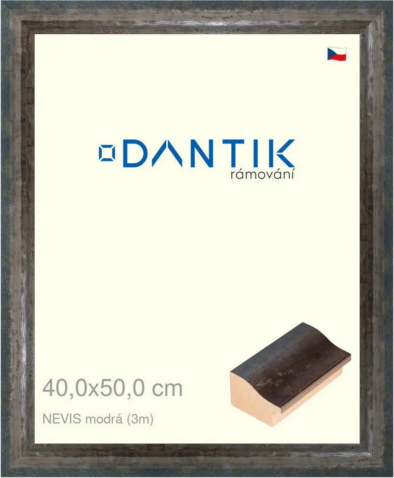 DANTIK rámeček 40x50 | NEVIS modrá (Sklo Čiré)